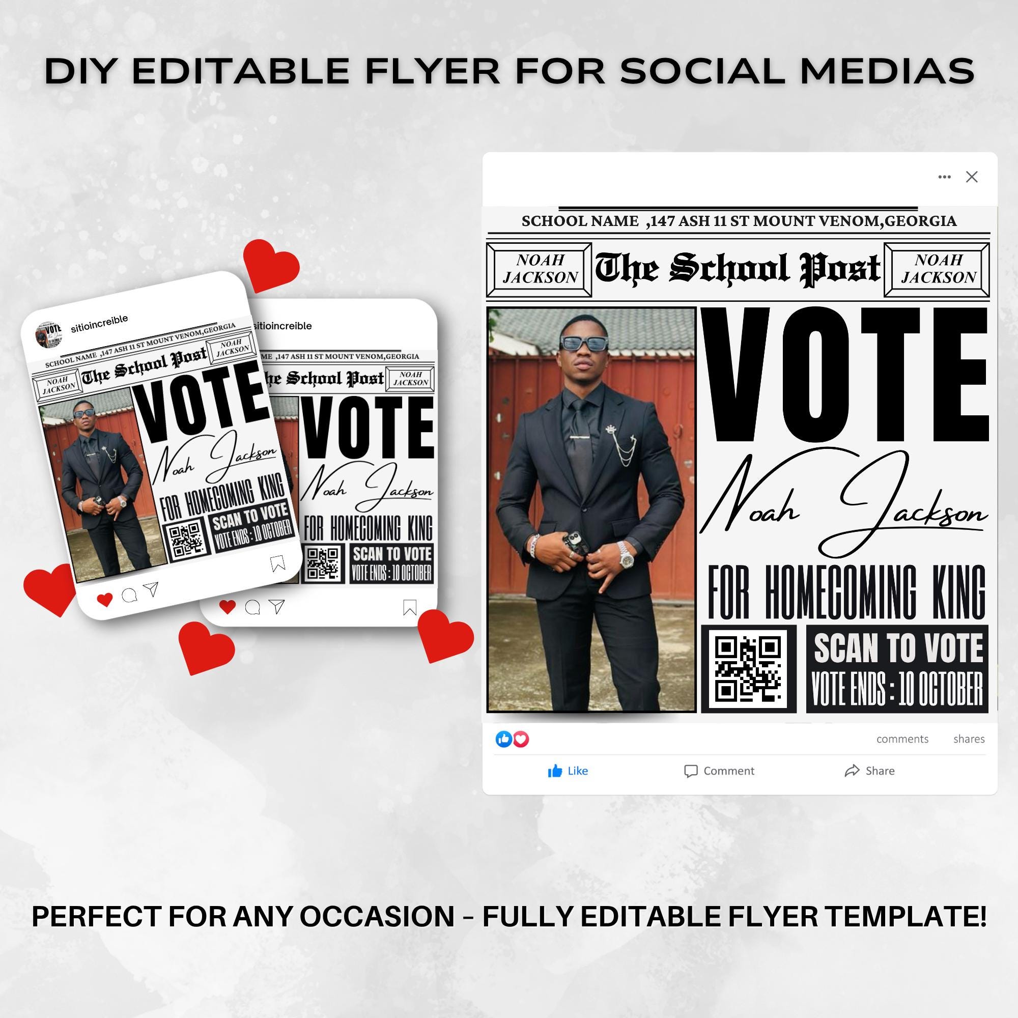 Homecoming Election Flyer Template: DIY Vote for King/queen (canva ...