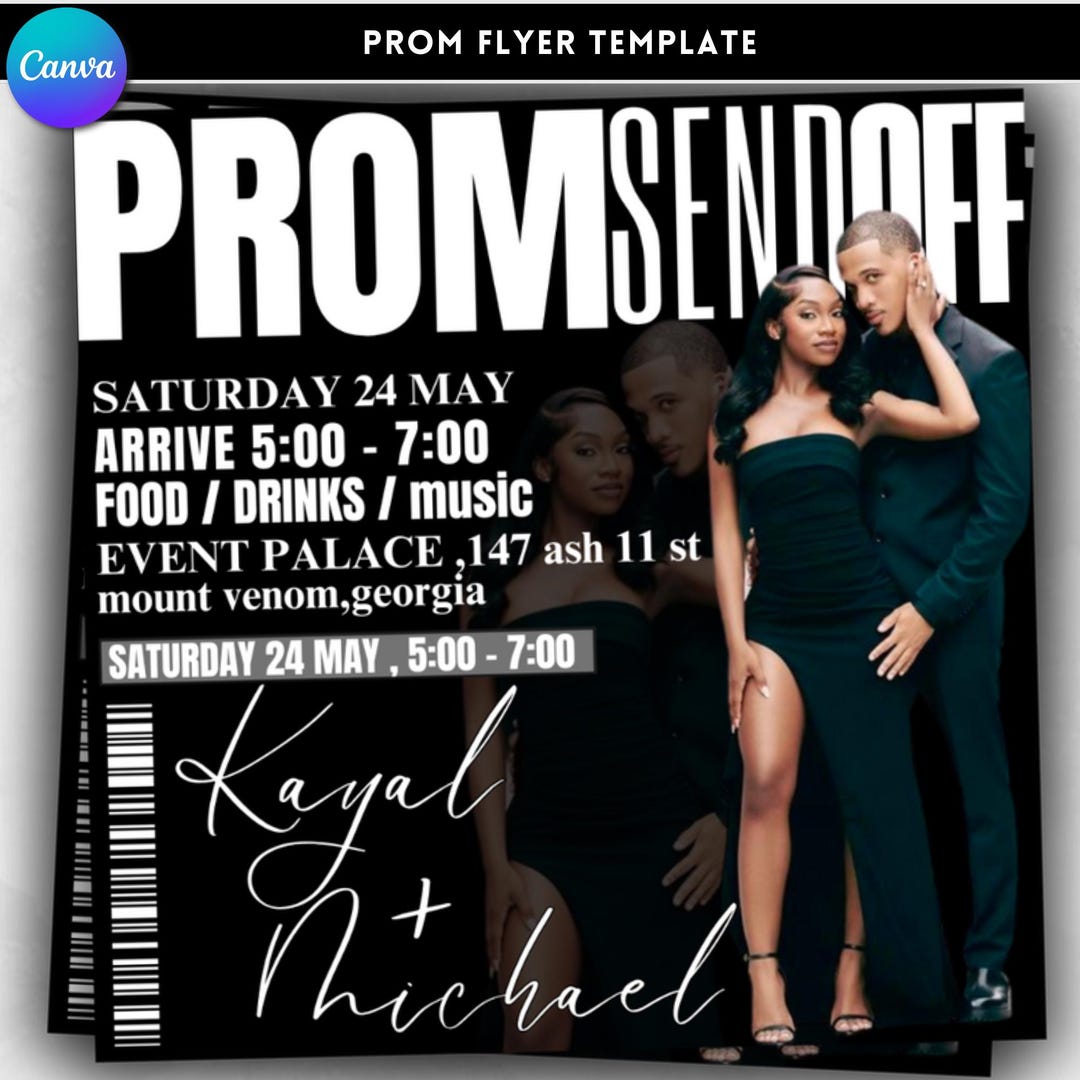 Prom Send off Flyer | Prom Invitation & Event Poster Editable Template ...