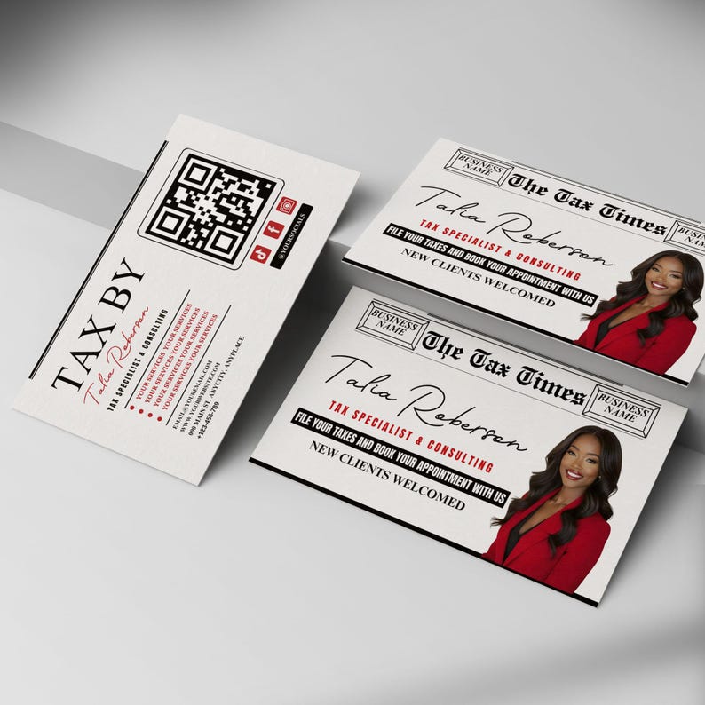 Tax Business Card Template | Professional Tax Card | Editable Canva ...