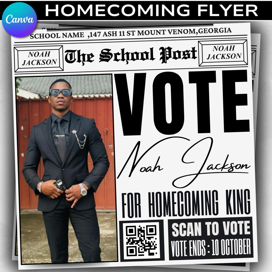 Homecoming Election Flyer Template: DIY Vote for King/queen (canva ...