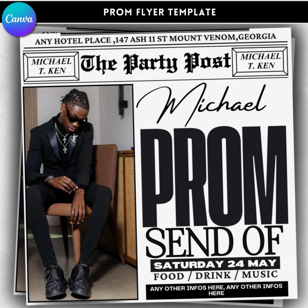 Prom Send off Flyer Template: Newspaper Style (canva Editable) - Etsy