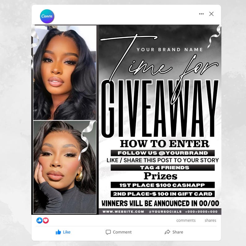 DIY Giveaway Flyer Template: Canva Raffle Design (digital Download) - Etsy