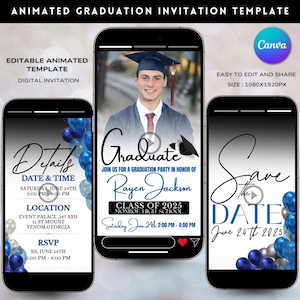 Animated Graduation Invitation 2025: Editable Canva Evite (digital ...