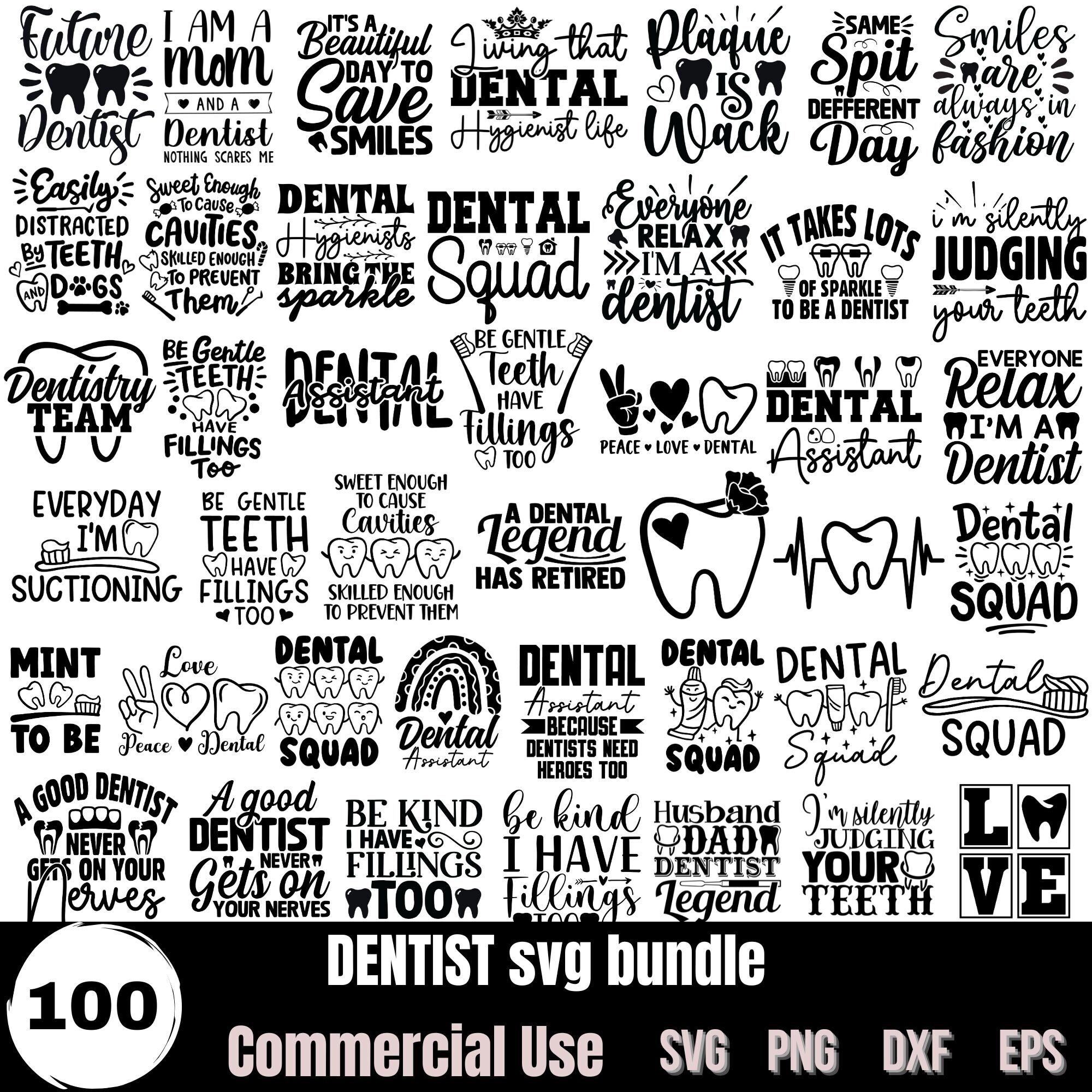 Dentist SVG Bundle Funny Dentist Clipart for Dental Professionals and ...