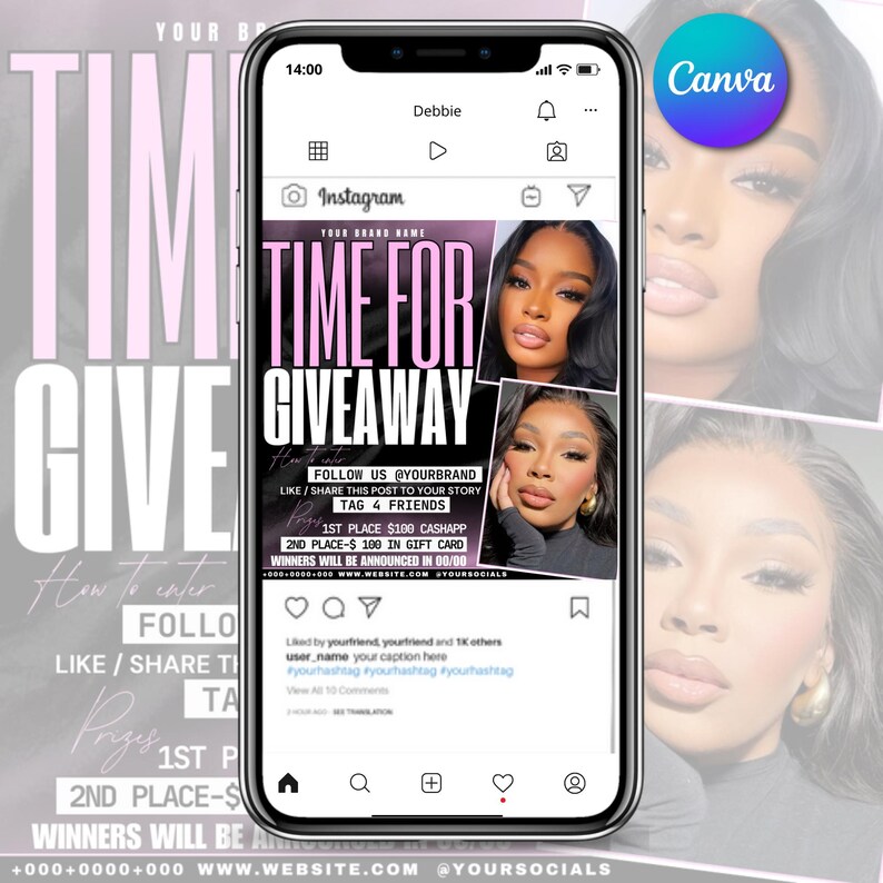 Salon Raffle Flyer Template: Editable Canva Design (digital Download ...