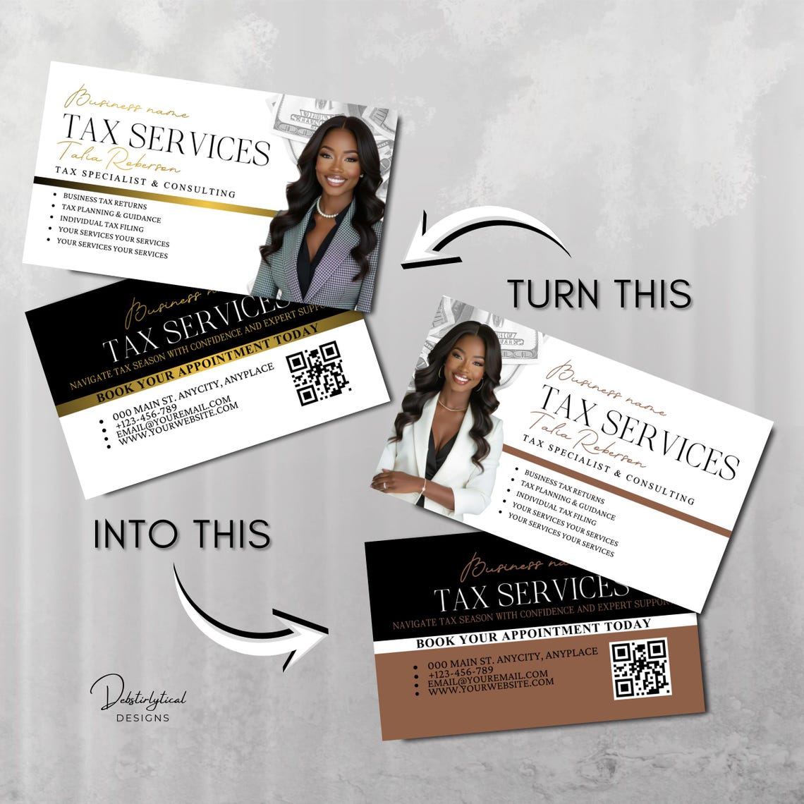Tax Business Card Template | Professional Tax Card | Editable Canva ...