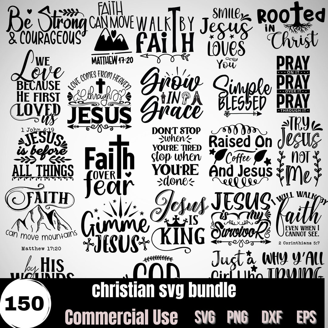 Christian SVG Designs Bundle Inspirational Clipart for Faith-based ...