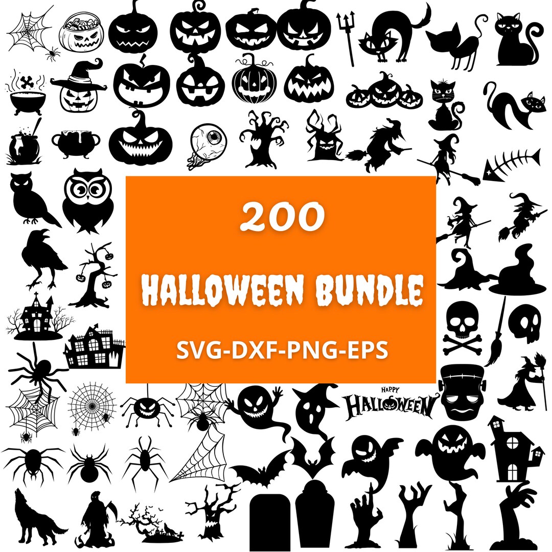 Halloween Silhouette Bundle Svg Ghost Svg Pumpkin Svg - Etsy