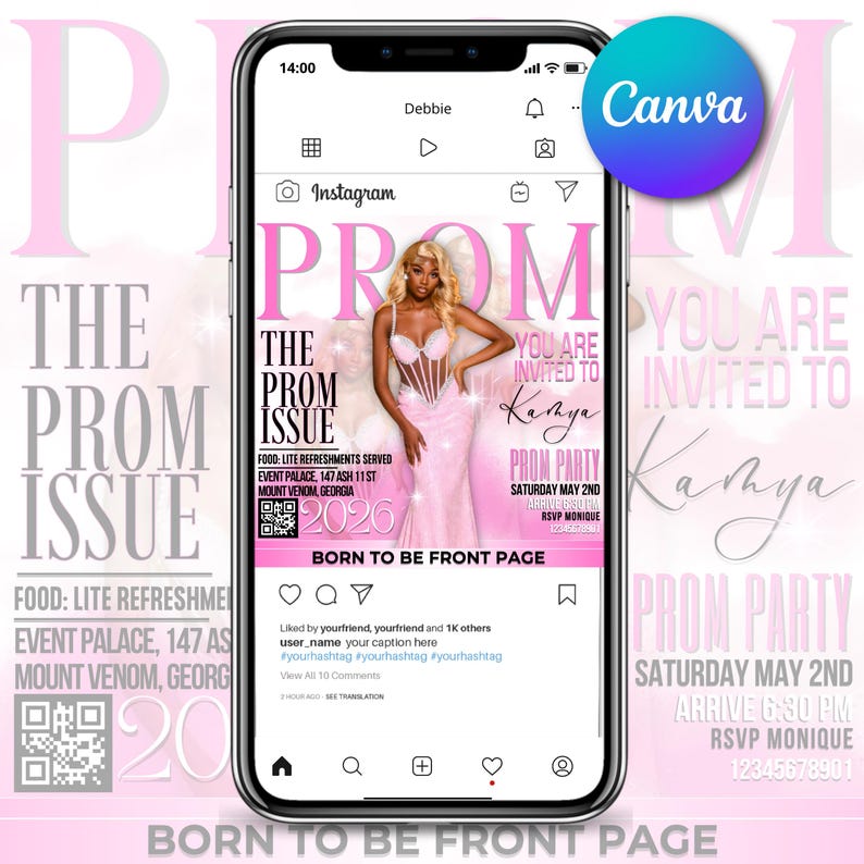 Prom Send off Flyer Template: Canva Editable Invitation (1080x1080px ...