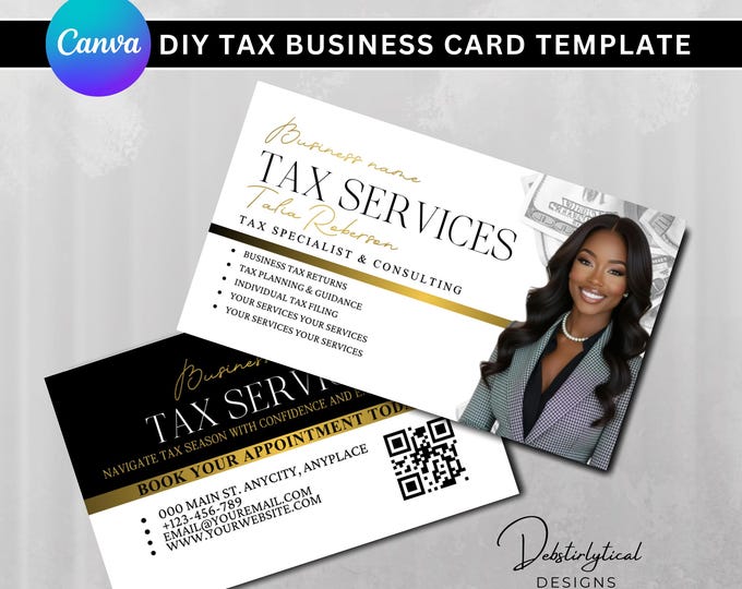 Tax Business Card Template | Professional Tax Card | Editable Canva ...