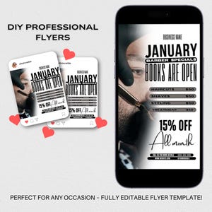 January Barber Shop Flyer Template: Haircut & Grooming (digital ...