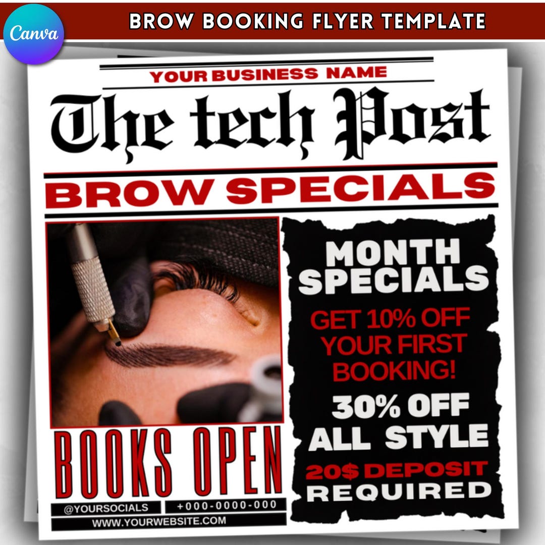 April Brow Appointment Flyer Template | MUA Marketing Canva ...