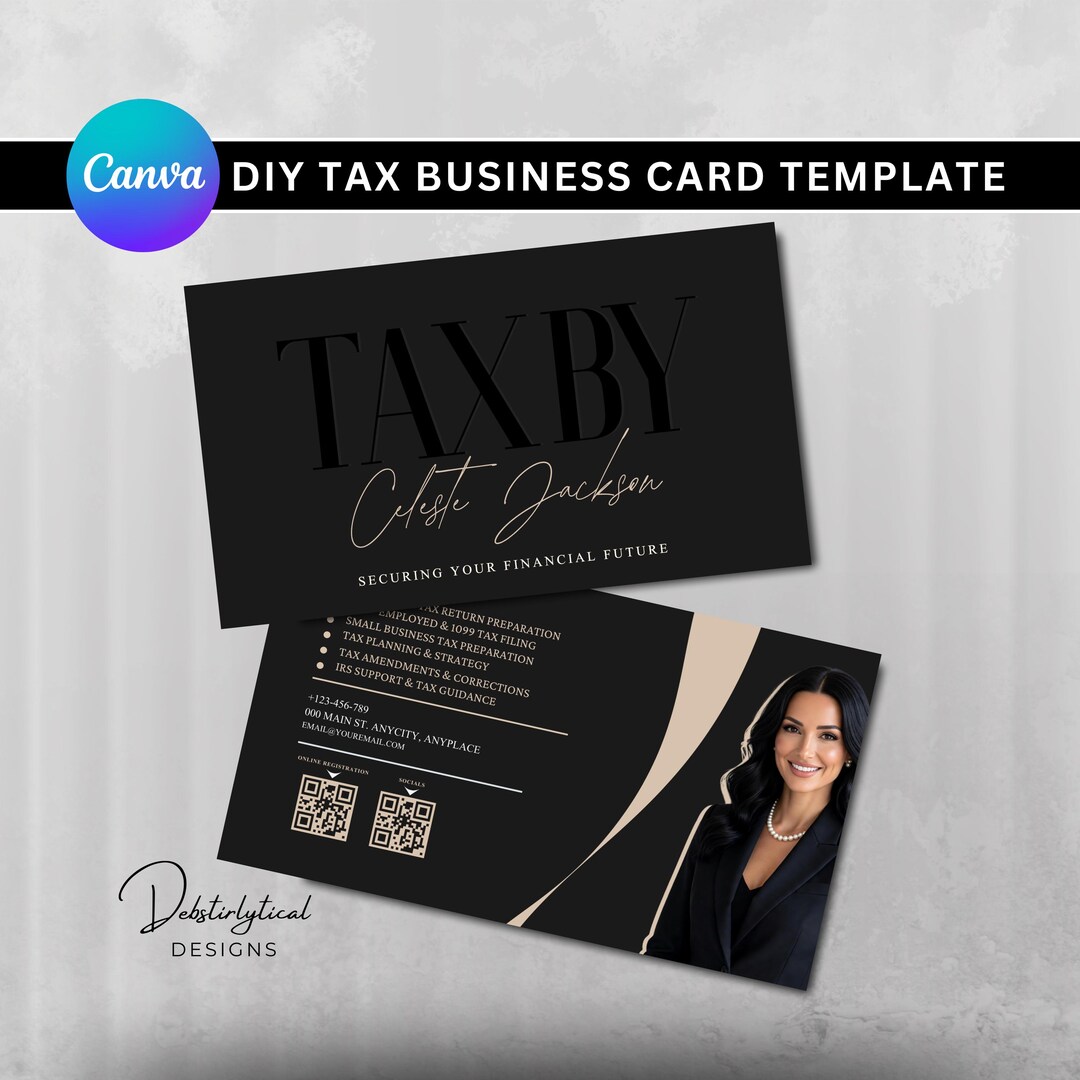 Tax Business Card Template | Professional Tax Card | Editable Canva ...