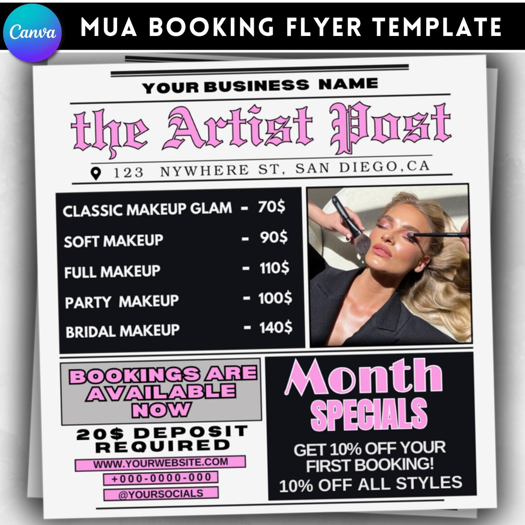 Makeup Booking Flyer Template | MUA Special Flyer | Makeup Artist ...