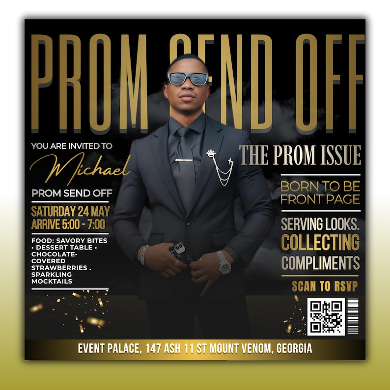 Prom Send off Flyer Template, Canva Editable Invitation (digital ...