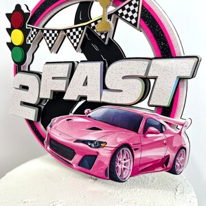 Race Car Cake Topper Two Fast Theme Custom Topper - Etsy