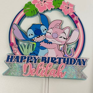 Stitch Cake Topper, Stitch Party Decor, Hawaiian Cake Topper, Custom ...