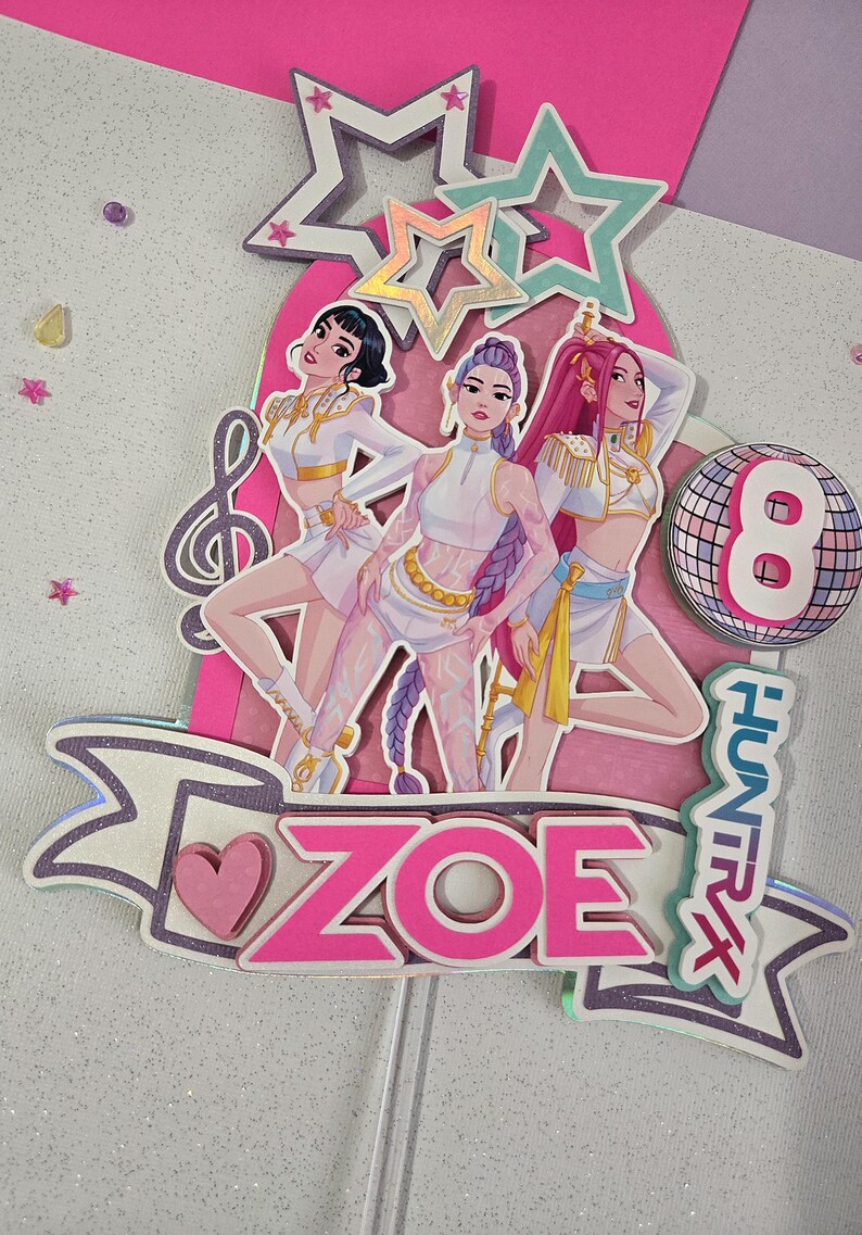 Kpop Demon Hunters Cake Topper, Huntrix, Party Decor, Saja Boys ...