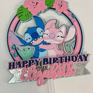 Stitch Cake Topper, Stitch Party Decor, Hawaiian Cake Topper, Custom ...