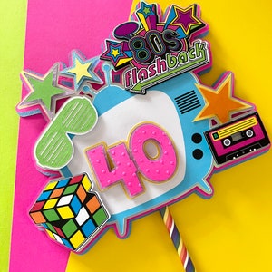 80s Cake Topper, Retro Neon Party, Custom Cake Topper, Custom Decor ...