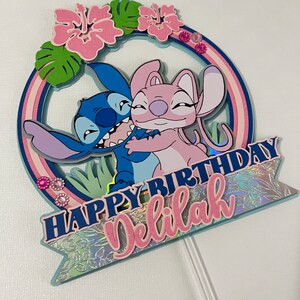 Stitch Cake Topper, Stitch Party Decor, Hawaiian Cake Topper, Custom ...