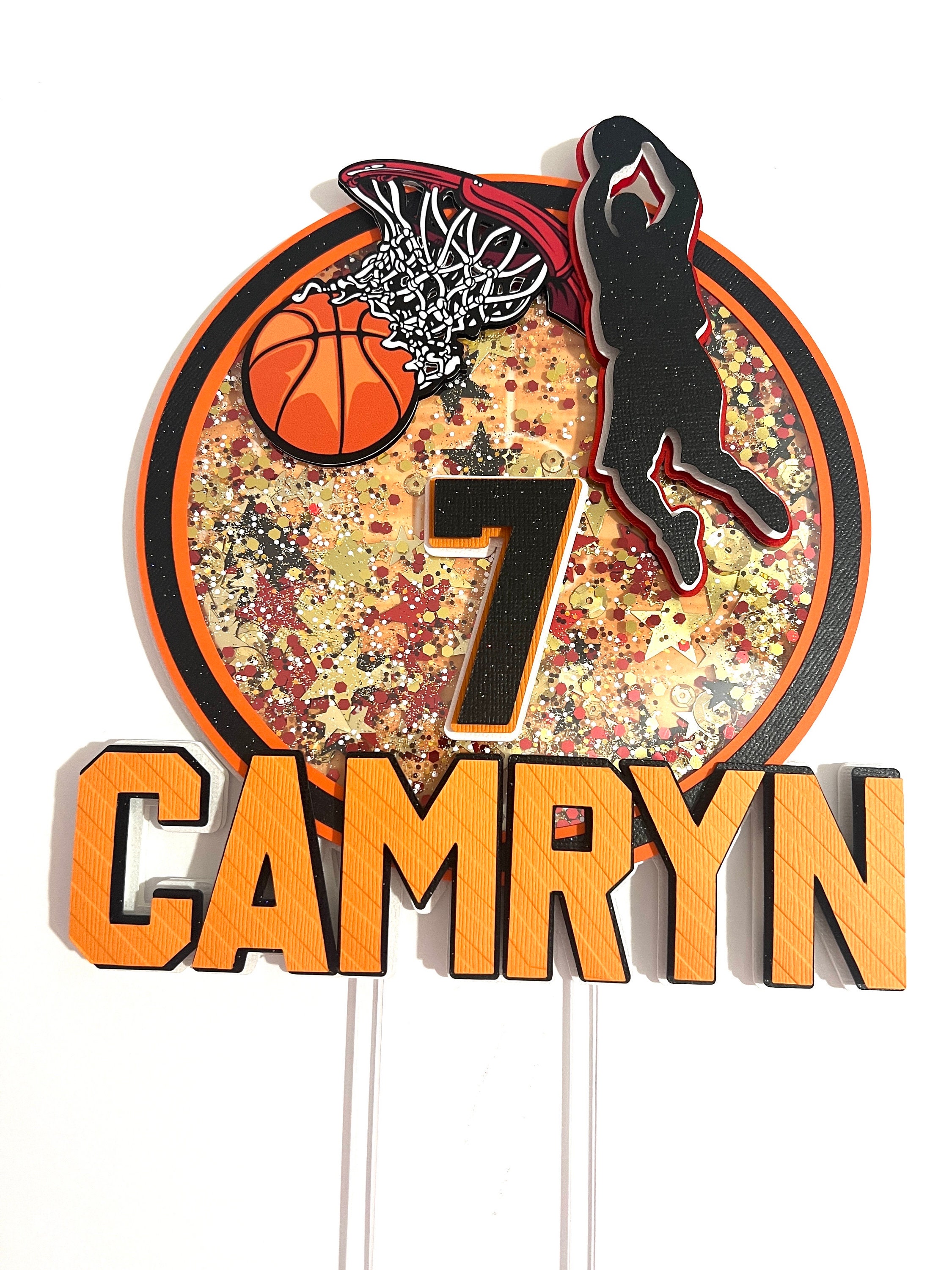 Basketball Cake Topper Shaker, Sports Party Decor, Personalized - Etsy