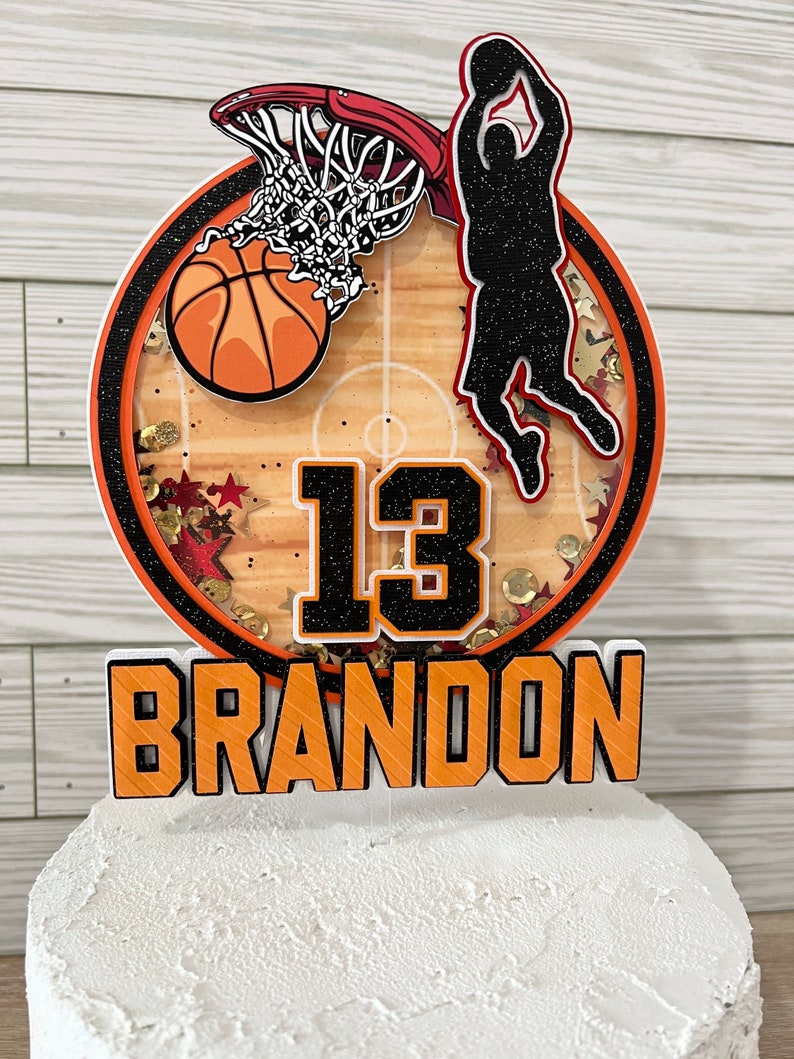 Basketball Cake Topper Shaker, Sports Party Decor, Personalized - Etsy