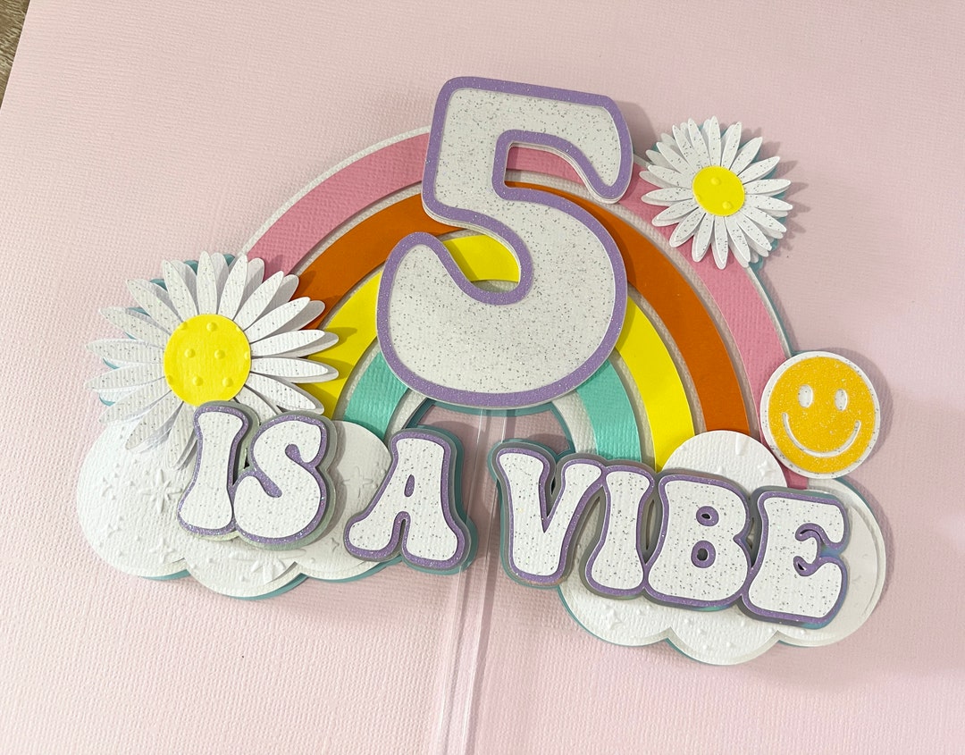 Five is a Vibe Cake Topper/groovy Birthday Caketopper/groovy - Etsy