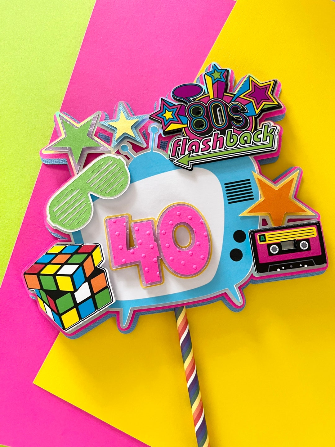 80s Cake Topper, Retro Neon Party, Custom Decor, Personalized Topper - Etsy
