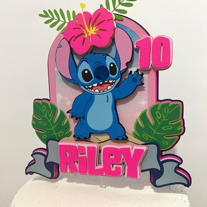 Stitch Cake Topper, Stitch Party Decor, Hawaiian Cake Topper, Custom ...