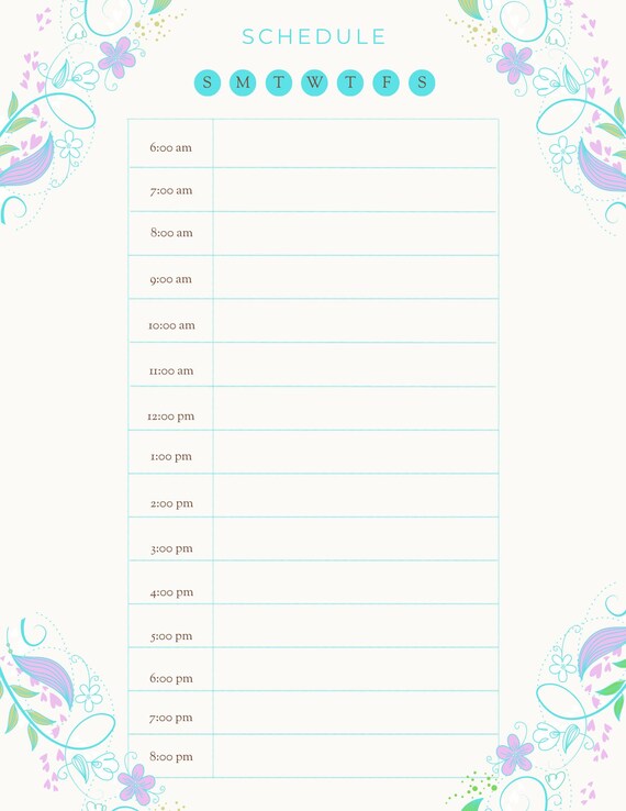 Timed Schedule Printable - Etsy