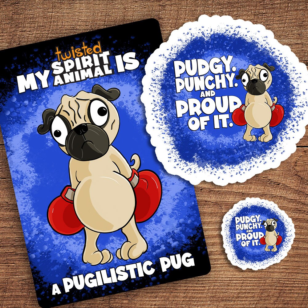 Pugilistic Pug / Twisted Spirit Animal Sticker Pack - Etsy