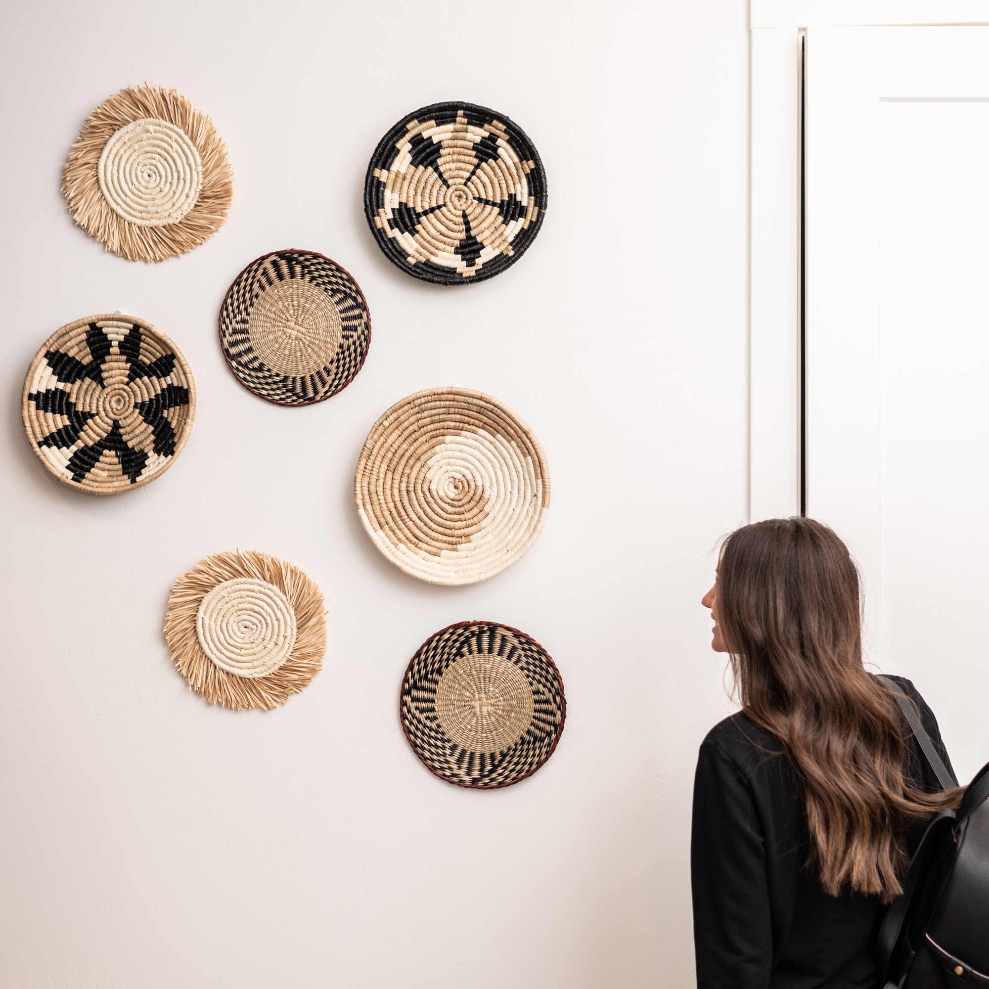 Hanging Woven Wall Basket Set 7 Handmade Seagrass Baskets With Nails ...