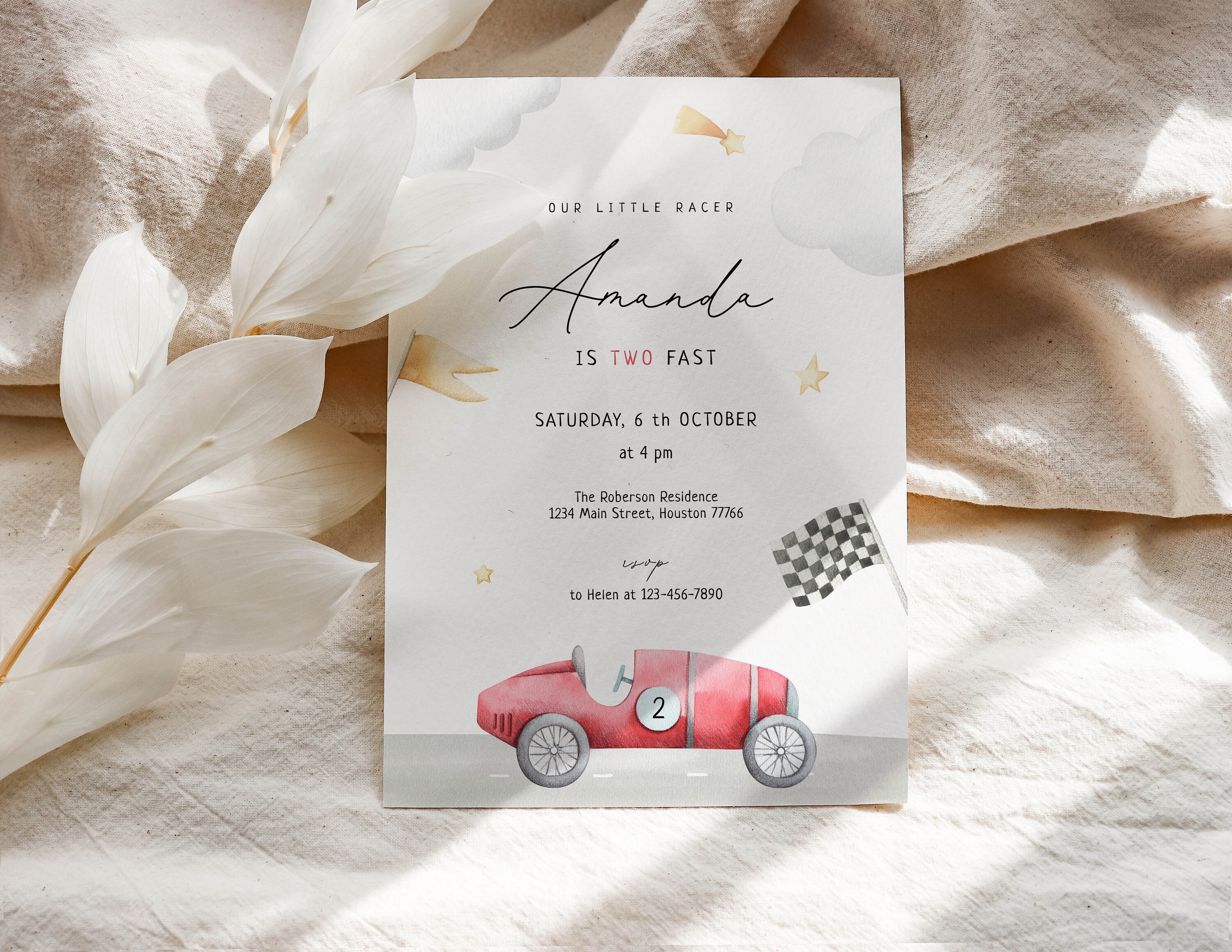 Growing up Two Fast Birthday Invitation, Little Racer Invite, Our ...