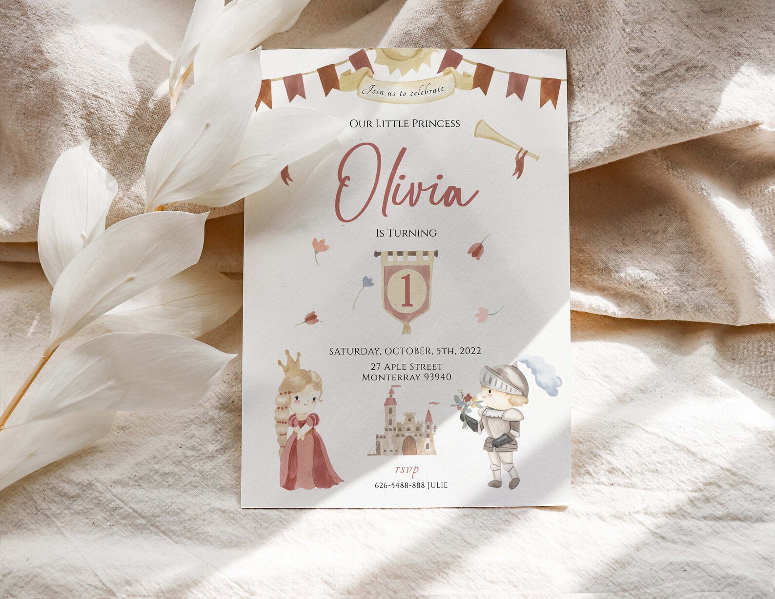 Princess Birthday Invitation Template, Castle Birthday Evite, Princess ...