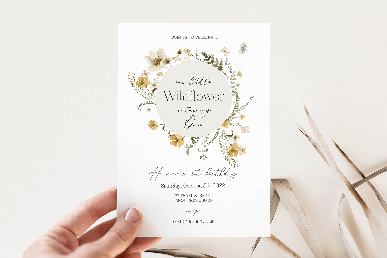 Wildflower 1st Birthday Invitation Template, 1st Wildflower Evite ...