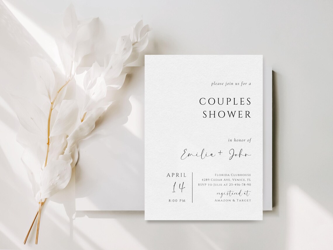 Minimalist Couples Shower Invitation, Modern Couples Shower Invite ...