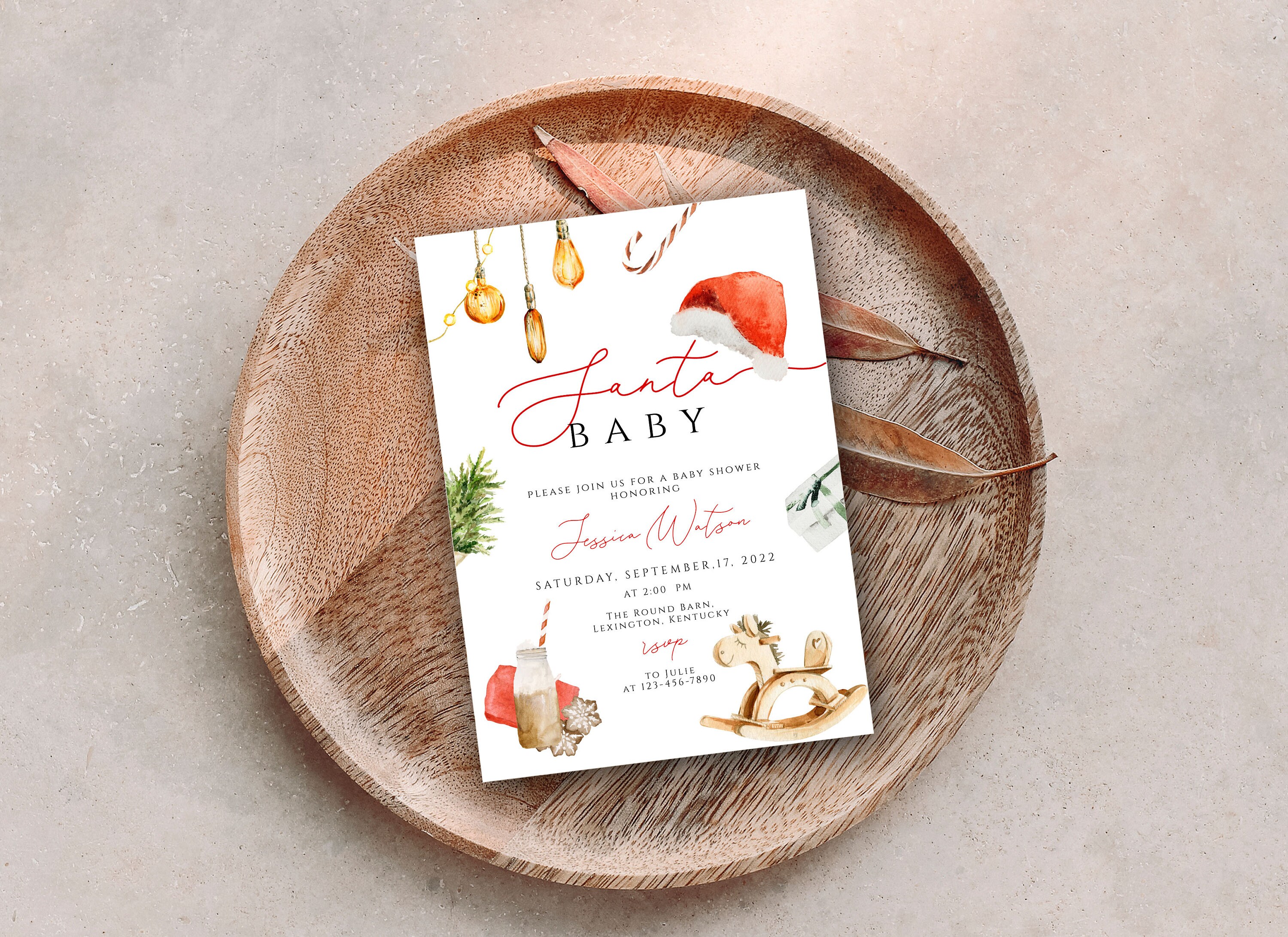 Santa Baby Shower Christmas Invitation, Winter Baby Shower Evite ...