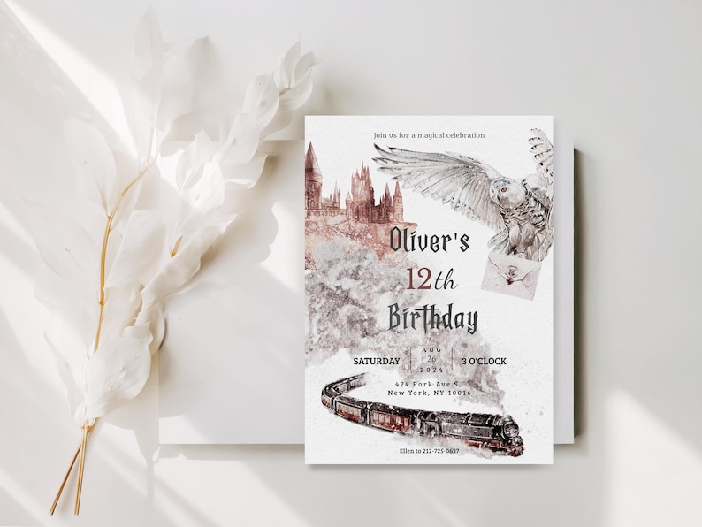 Magical Wizard Birthday Invitation, Magical Wizard Party Invite, Magic ...