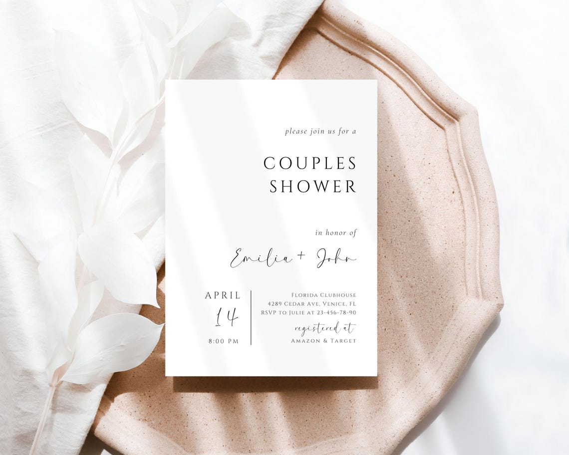 Minimalist Couples Shower Invitation, Modern Couples Shower Invite ...