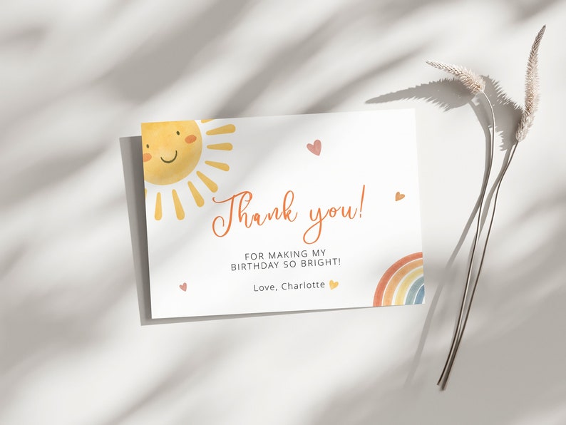 First Trip Around the Sun Birthday Thank You Card Invitation, Editable ...