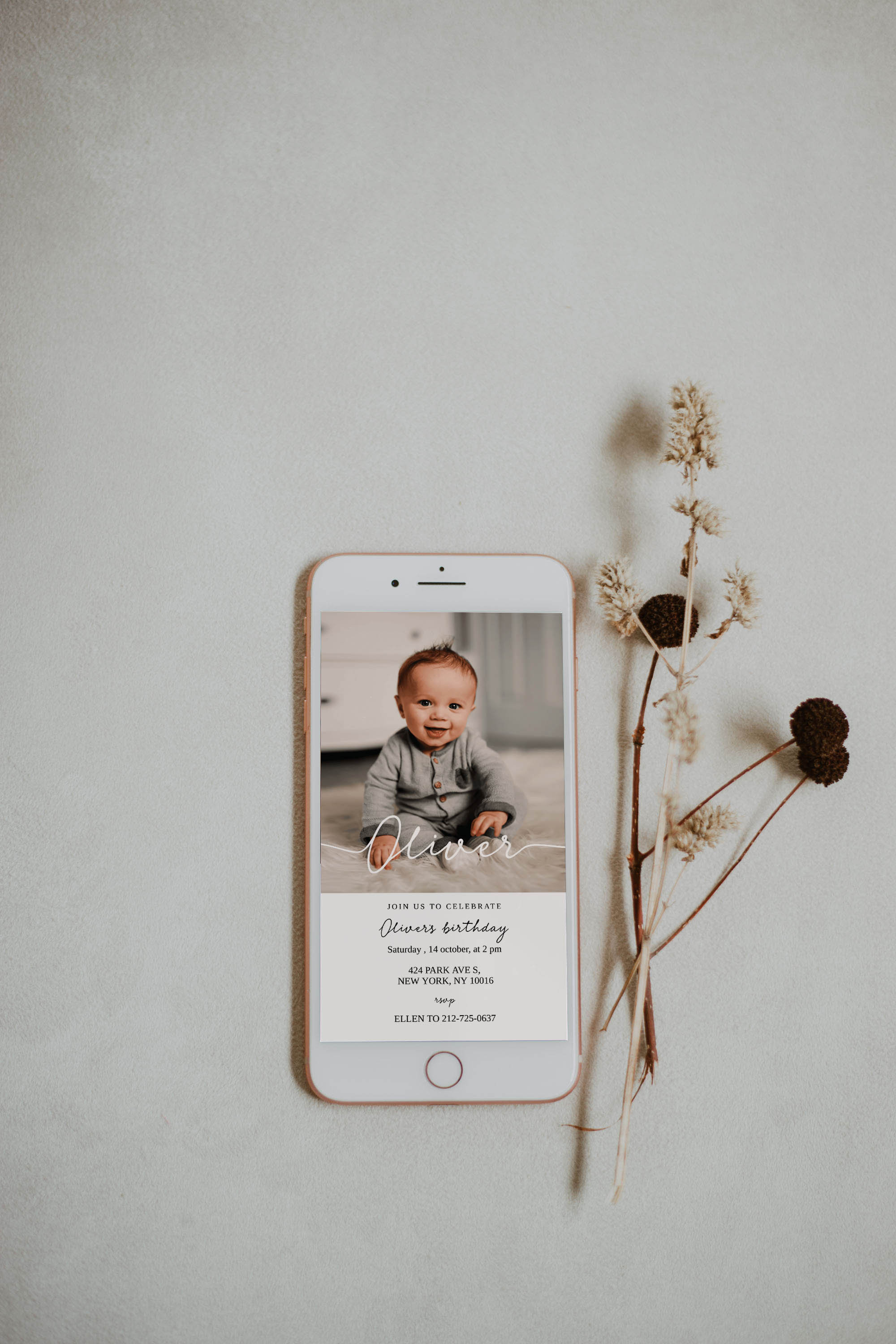 Birthday Invitation With Name and Photo, Birthday Phone Digital Evite ...