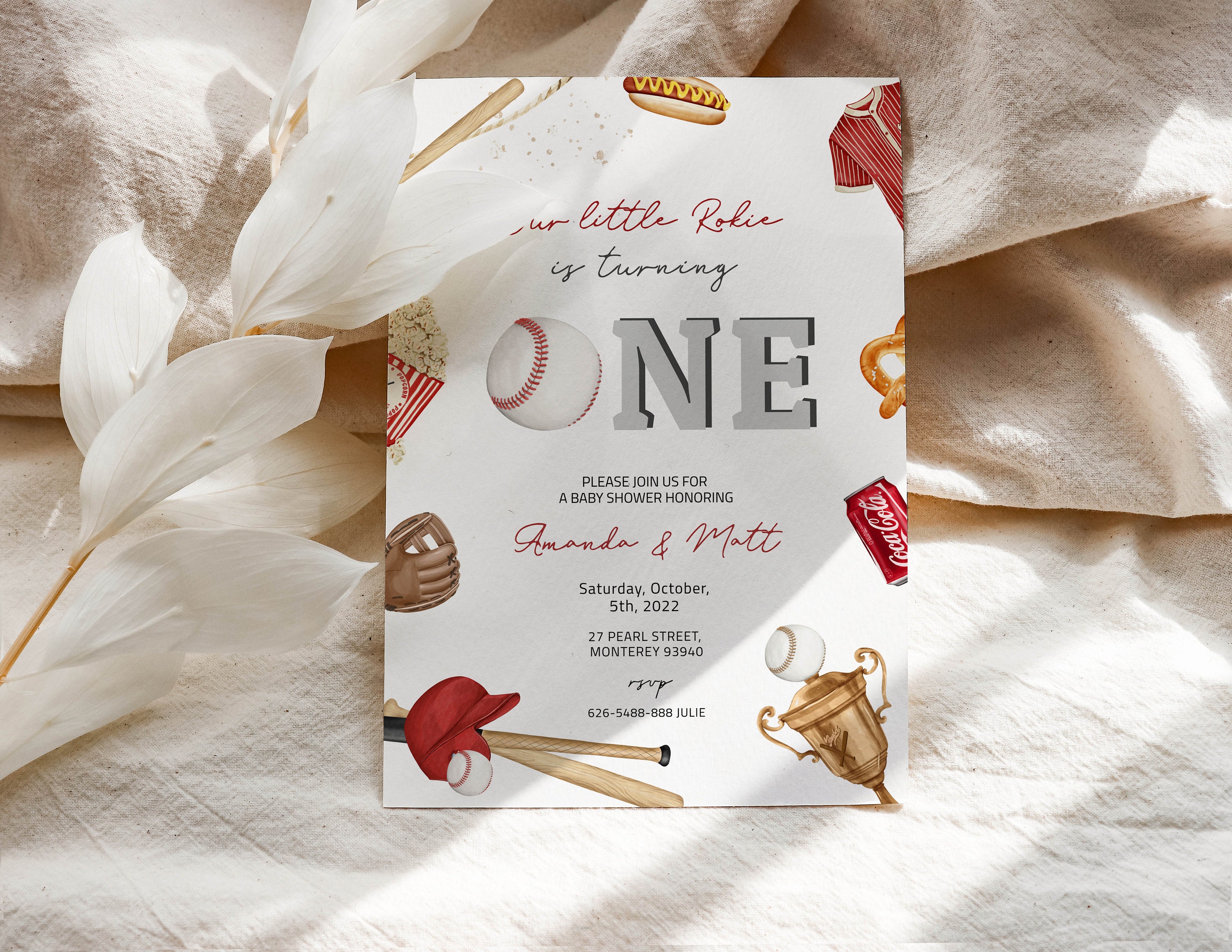 Baseball First Birthday Invitation, Baseball One Birthday Invite ...