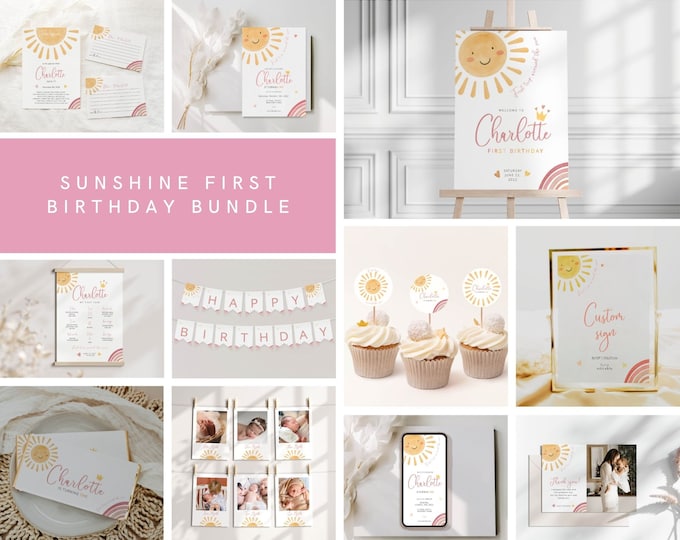 Sunshine Birthday Bundle Set, Sun Birthday Bundle, Our Little Sunshine ...