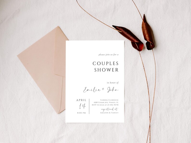 Minimalist Couples Shower Invitation, Modern Couples Shower Invite ...