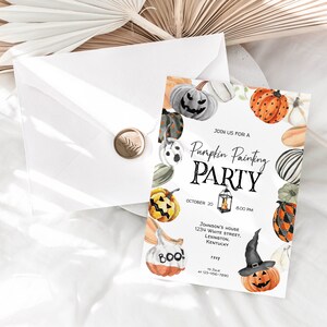 Halloween Pumpkin Painting Party Invitation, Halloweenparty Invitation ...
