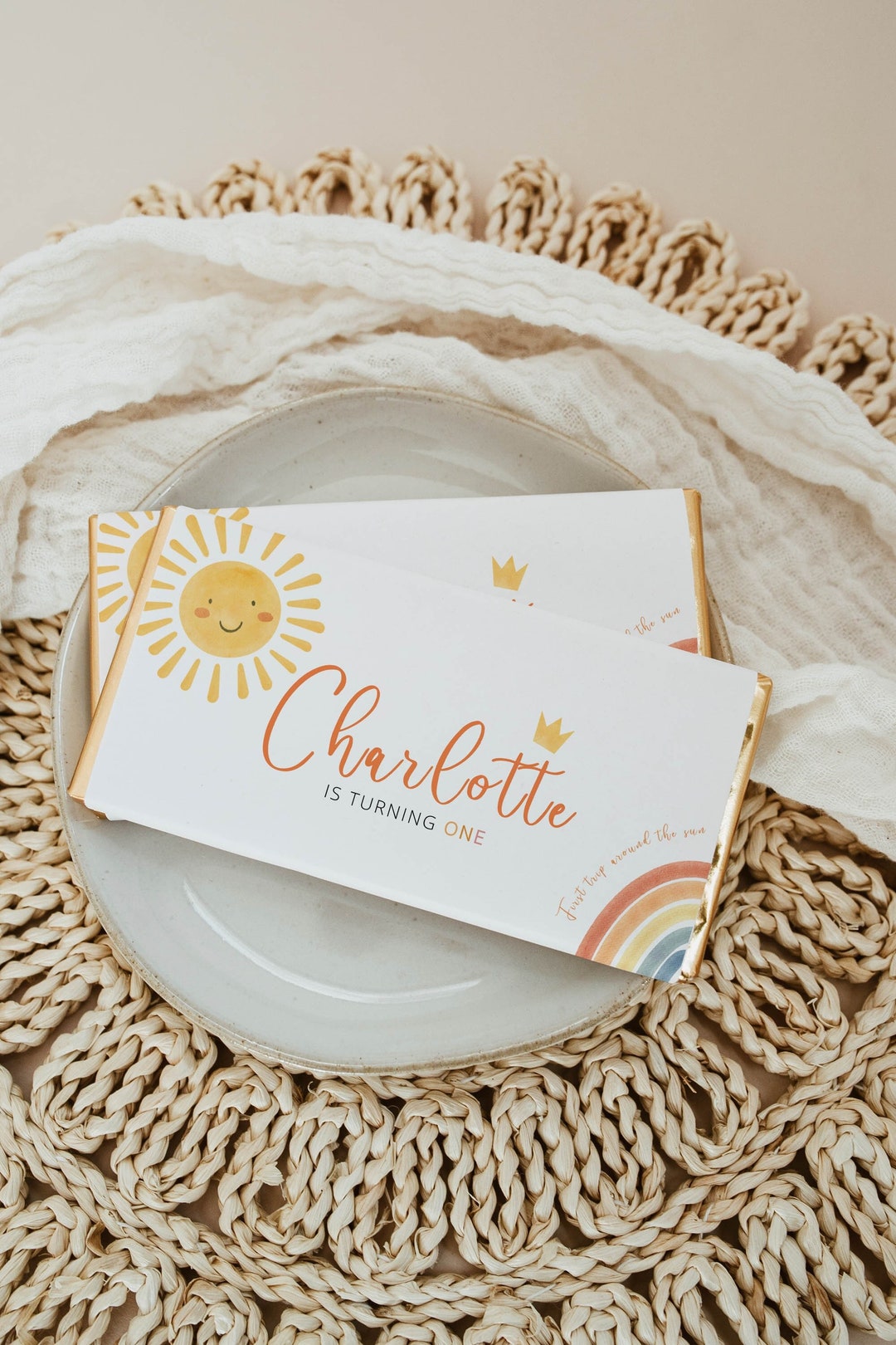 First Trip Around the Sun Chocolate Wrappers, Editable Sunshine ...