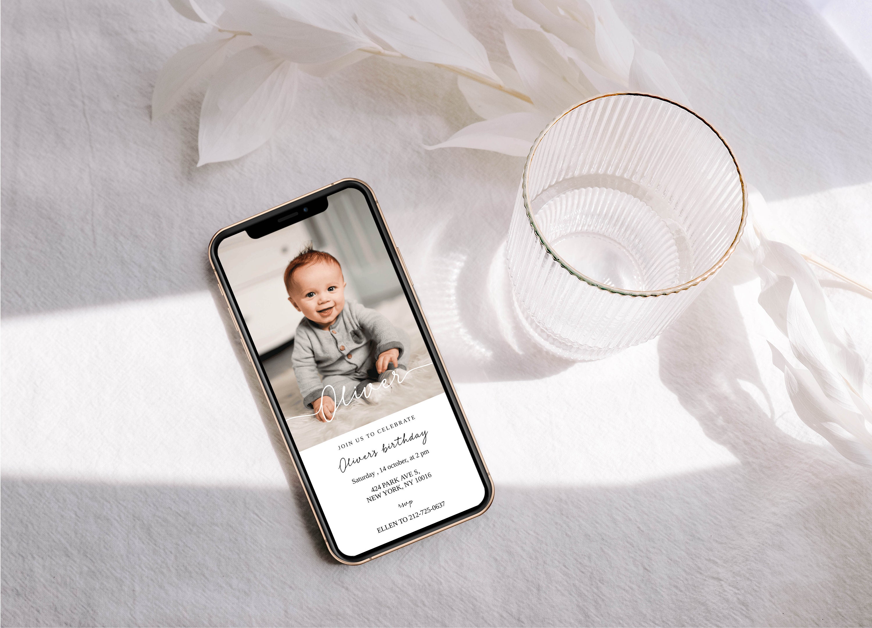 Birthday Invitation With Name and Photo, Birthday Phone Digital Evite ...