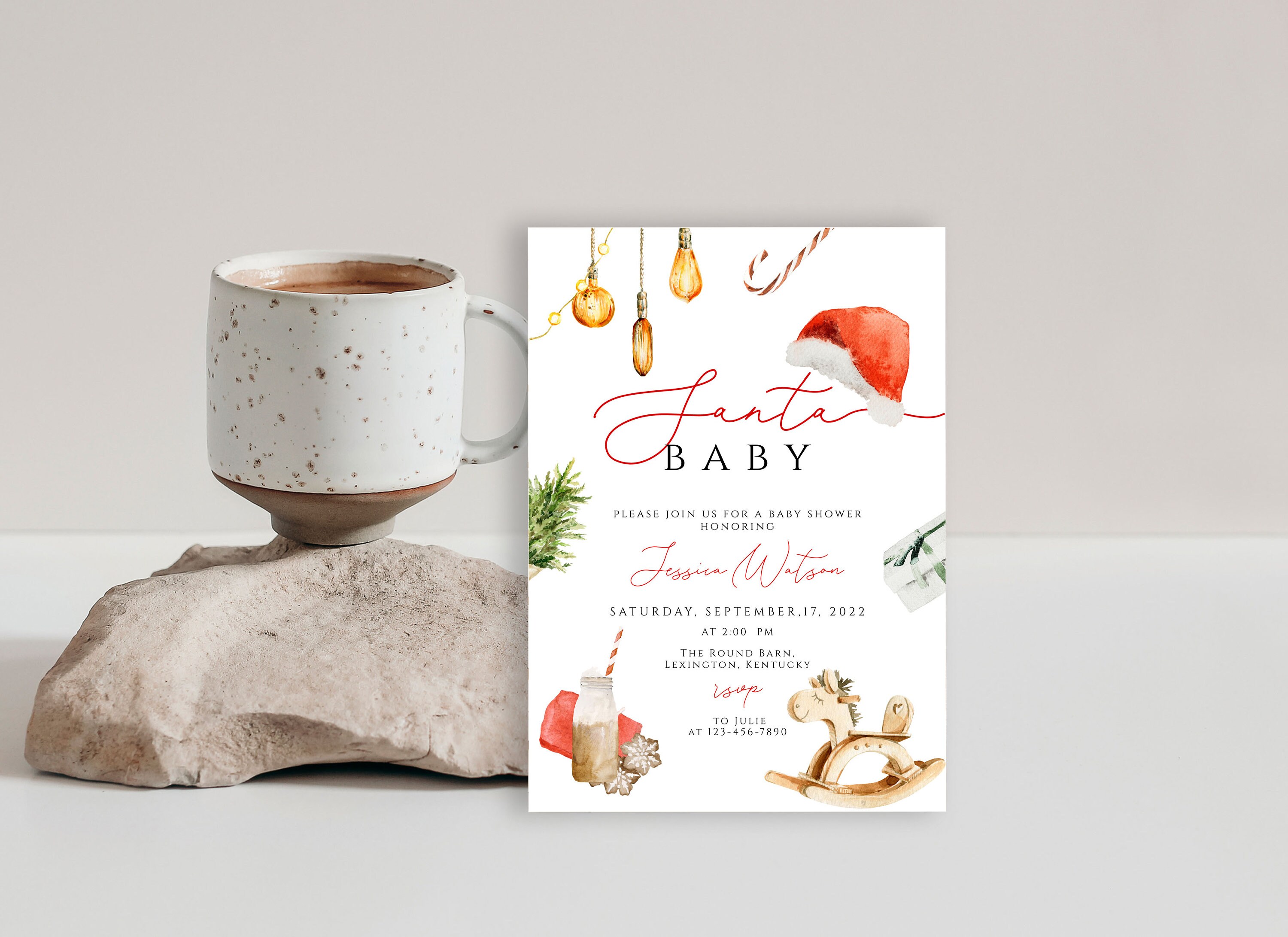 Santa Baby Shower Christmas Invitation, Winter Baby Shower Evite ...