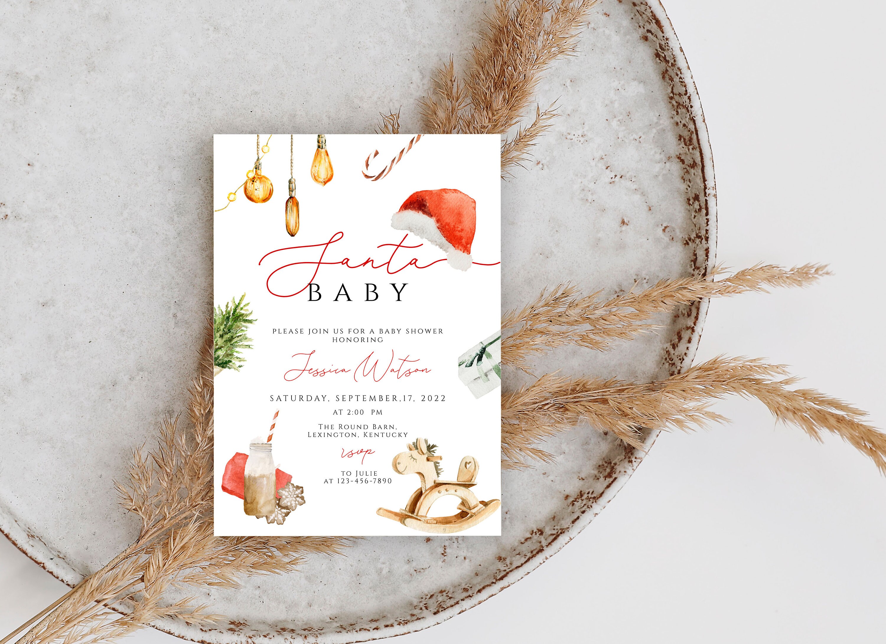 Santa Baby Shower Christmas Invitation, Winter Baby Shower Evite ...